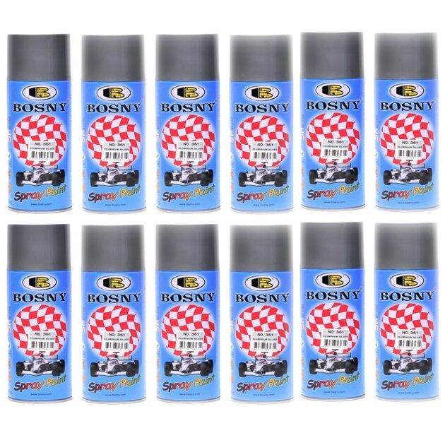Bosny Metallic Color Spray Paint No. 361 Aluminum Silver 1 Box X 12 ...
