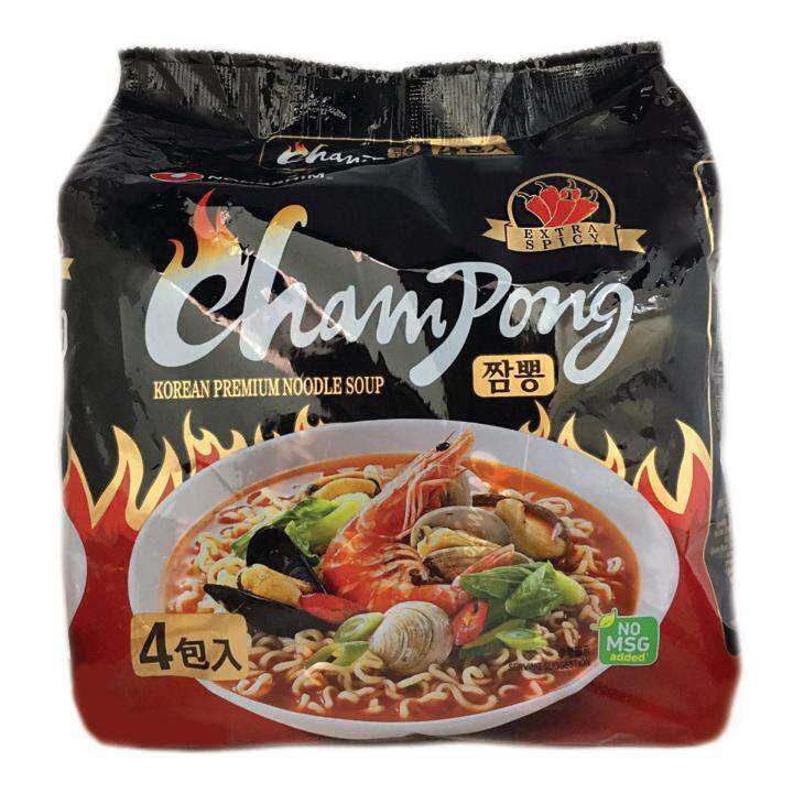 4 Pack Korean Extra Spicy Nongshim Champong Premium Instant Noodle Soup ...