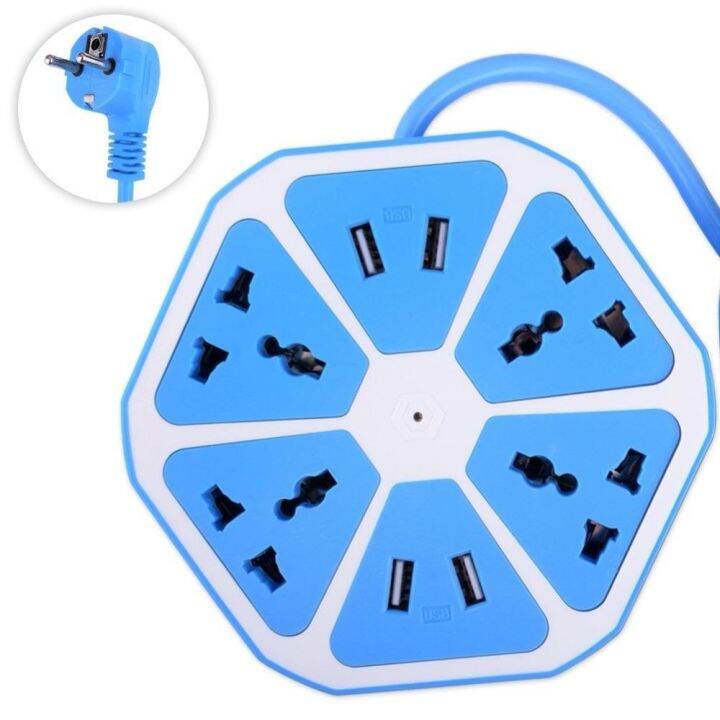 Heavy Duty Multi-Purpose Hexagon Power Outlet Extension 4 USB+4 Way ...
