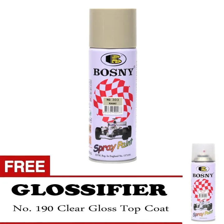 Bosny Spray Paint No. 303 Khaki Ordinary Color with Free 190 Top Coat ...