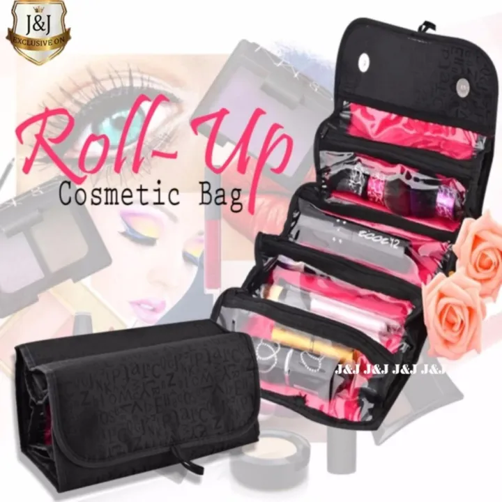 Portable Roll-up Cosmetic Bag with Four Large Zipper Pockets | Lazada PH