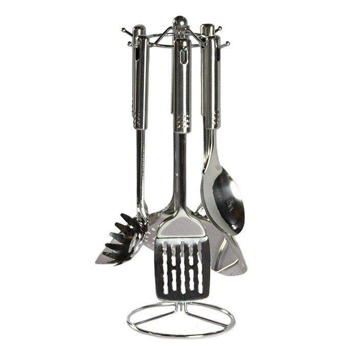 7-piece Stainless Steel Kitchen Cooking Utensil Set with Stand KDMD ...