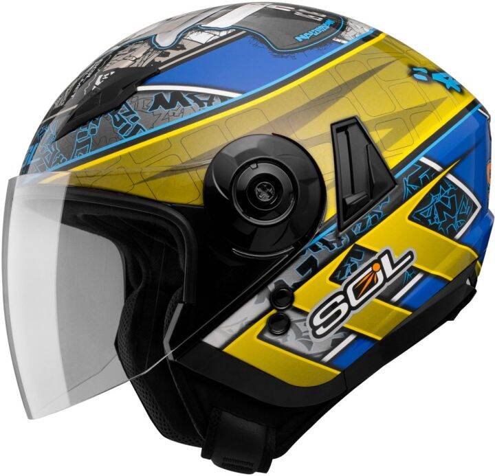 SOL HalfFace SO-5 Magician Motorcycle Helmet (Black/Yellow) | Lazada PH