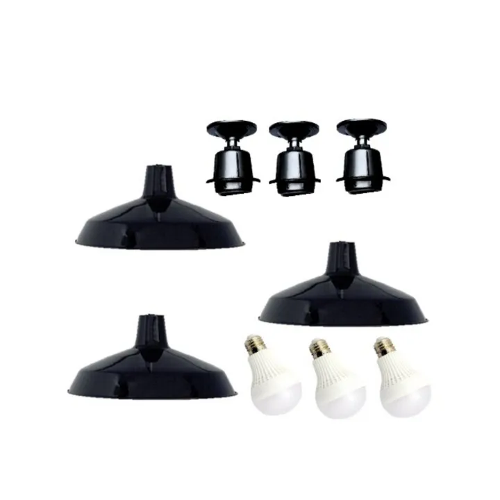 Warehouse Drop Light DL40 40cm (Silver/Black) set of 3 with 3pcs 9Watts ...
