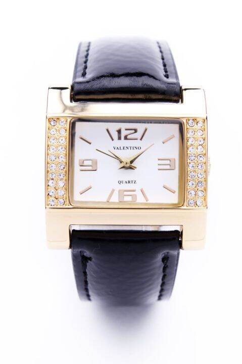 Valentino Watch for Women 20121200-BLACK Black Leather Strap Analog ...