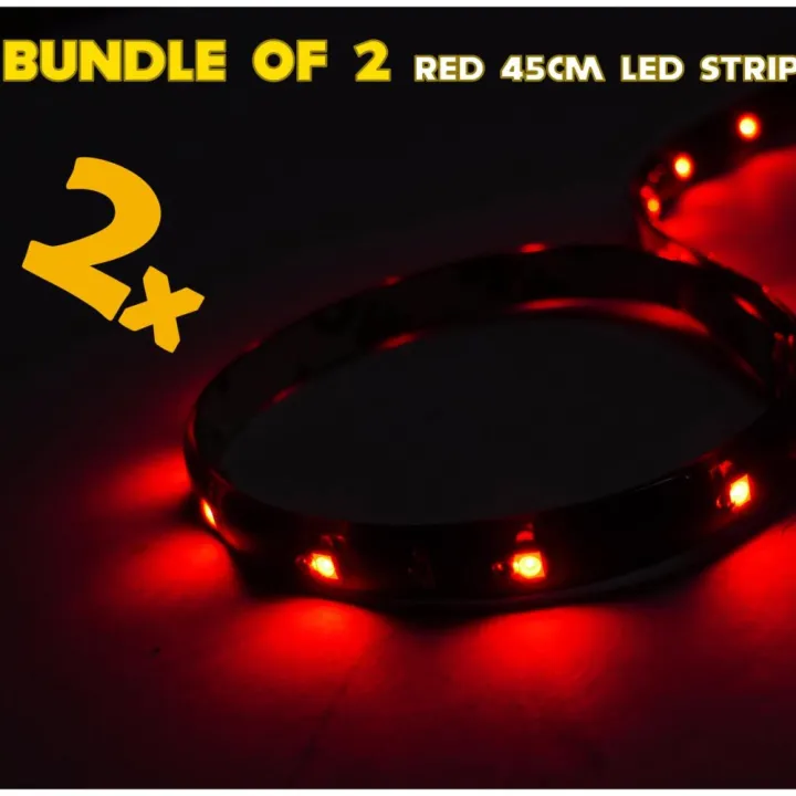IP68 Rated 45cm (Red) WaterProof LED Strip Tape Light (Bundle of 2 ...