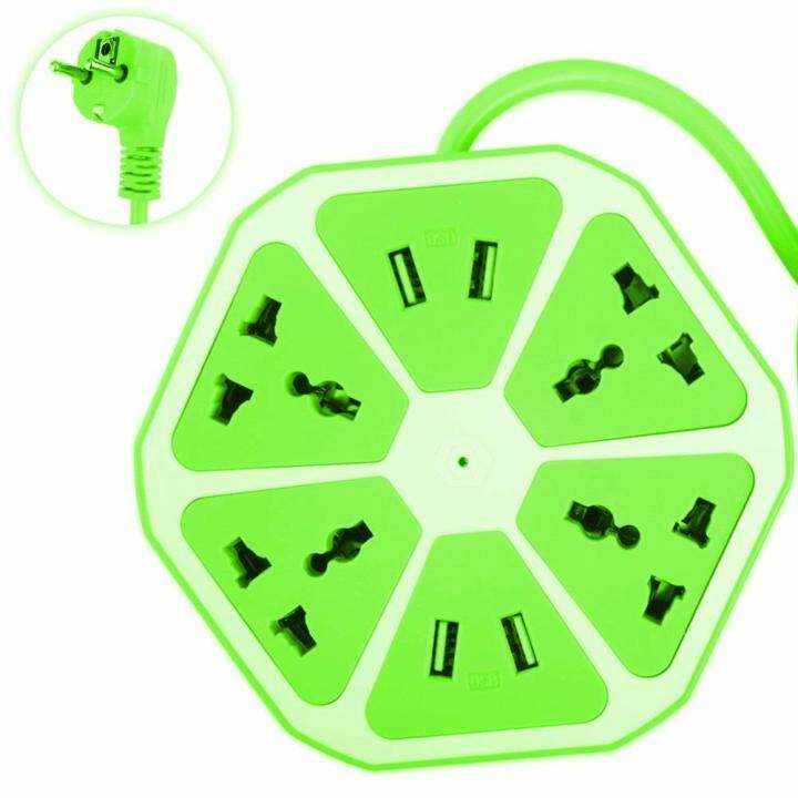 Heavy Duty Multi-Purpose Hexagon Power Outlet Extension 4 USB+4 Way ...