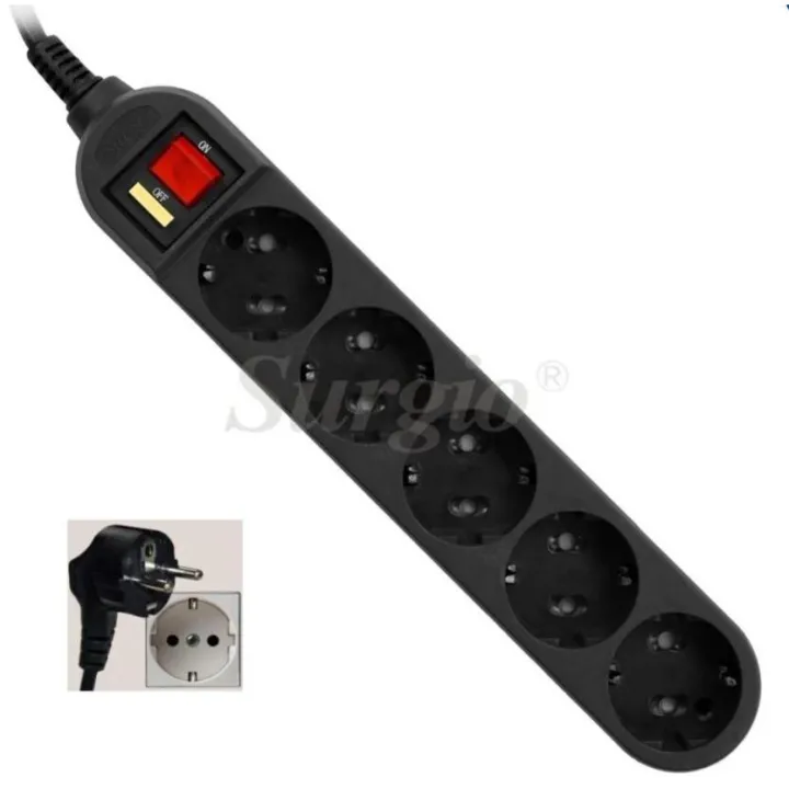5 SOCKETS SWITCHABLE MULTI TAP 1.5METER BLACK | Lazada PH