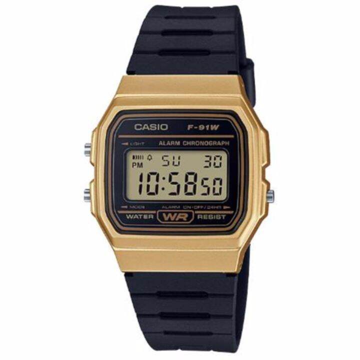 Casio F91 Retro Unisex Black Gold Resin Strap Watch F-91WM-9A | Lazada PH
