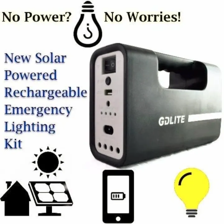 GD Lite Solar Powered Rechargeable Emergency Lightning kit | Lazada PH