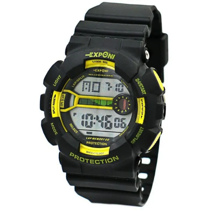 EXPONI Unisex Black and Yellow PVC Plastic Strap Watch 3169 | Lazada PH