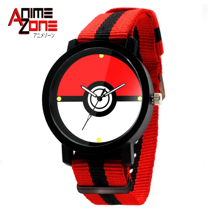 ANIME ZONE Pokemon Anime Pokeball Trendy Nylon Strap Anime Watch (Red ...