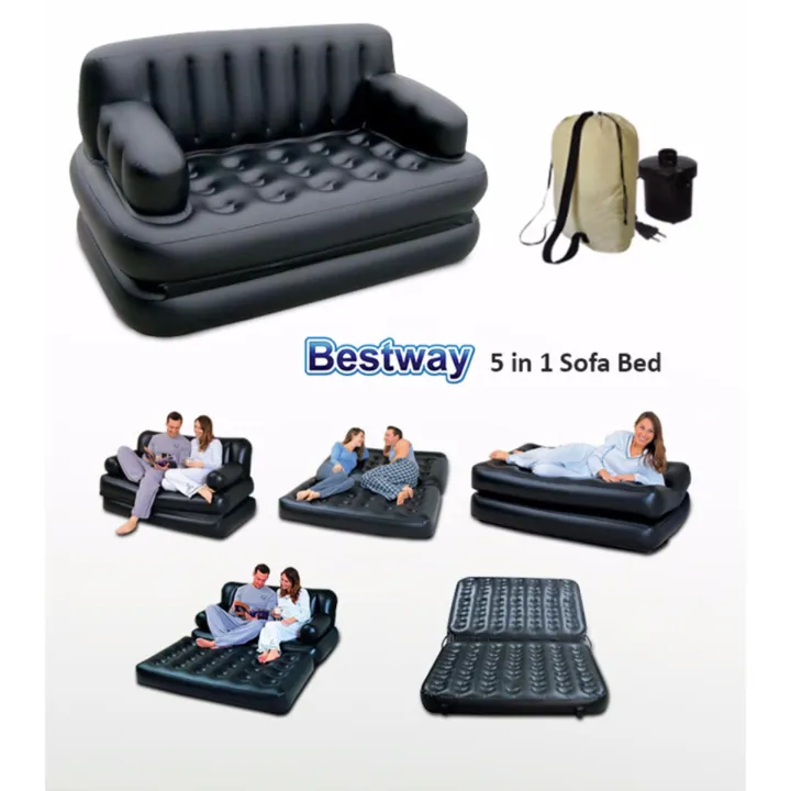Bestway 5 in 1 Inflatable Sofa Air Bed Couch - Black | Lazada PH
