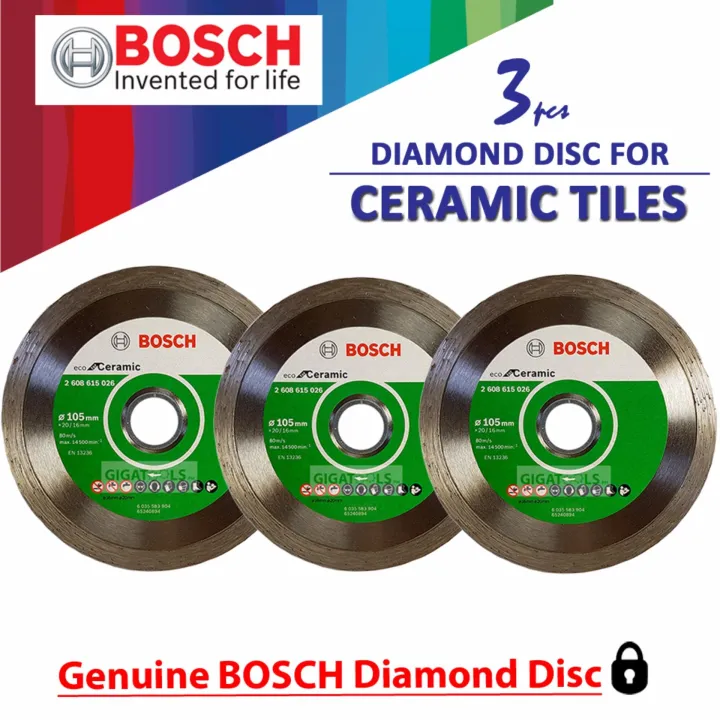 Bosch 4 105mm Diamond Cutting Disc for Ceramic / Tiles Three (3's) Set ...