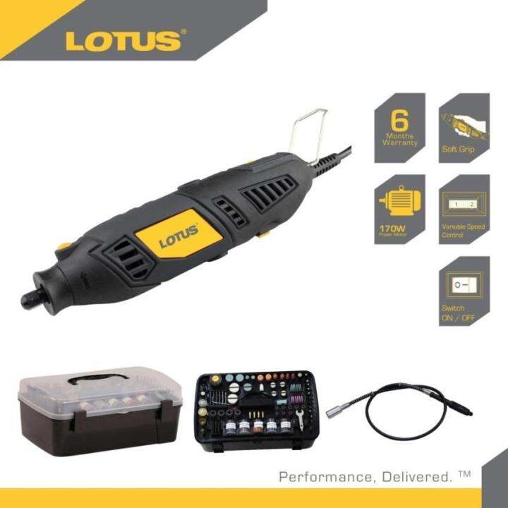 LOTUS LRT170C Rotary Tool and Mini Grinder with 211 Accessories [GOLDEN ...