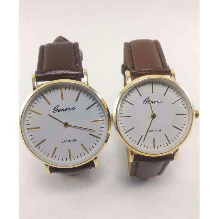 Geneva Classic Couple Leather Strap Watch (Brown) | Lazada PH