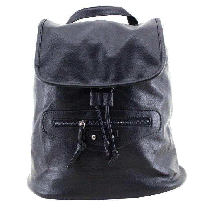 Travel Manila Leather Backpack with Flap (Black) | Lazada PH