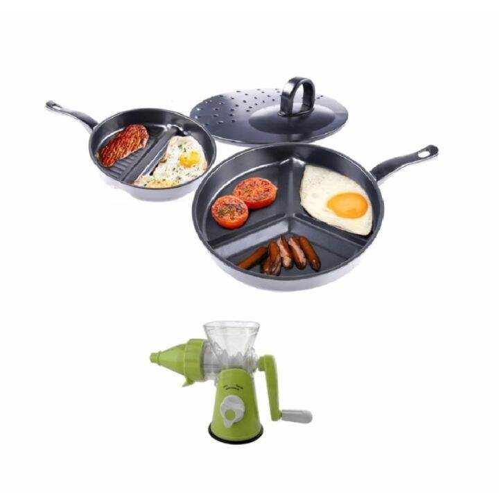 3 in 1 Premier Divide Wonder Tri-Pan Cooking Set with Manual Juicer ...