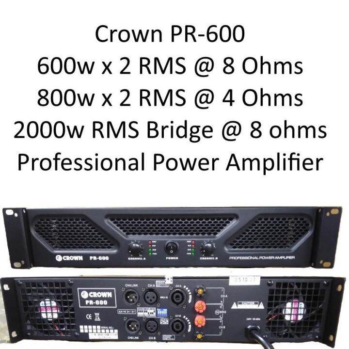Crown PR-600 600W x 2 RMS Professional Power Amplifier | Lazada PH