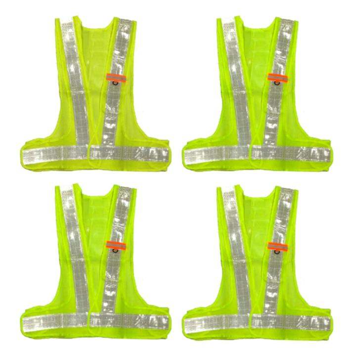 4 PCS. Hi-Viz Reflector Safety Vest with ID Holder (Yellow Green) PPE ...