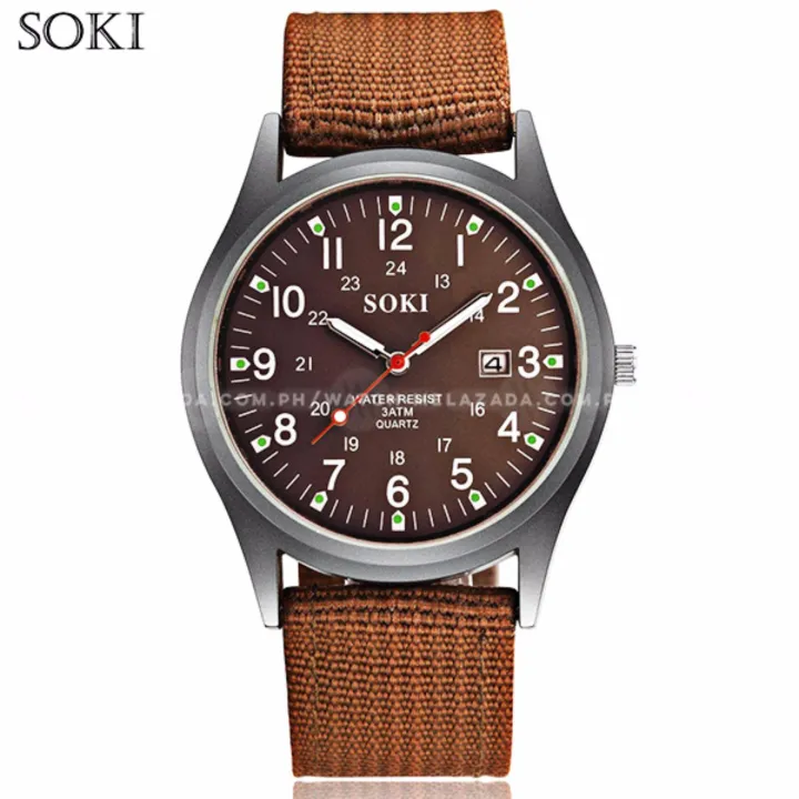 SOKI Men's Sport Outdoor Military Colored Canvas Strap Watch | Lazada PH