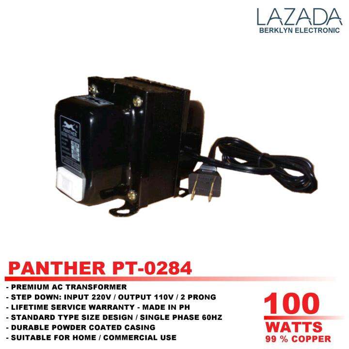 Panther PT-0284 Step Down Transformer 100 Watts 110V - 99% Copper | Lazada PH
