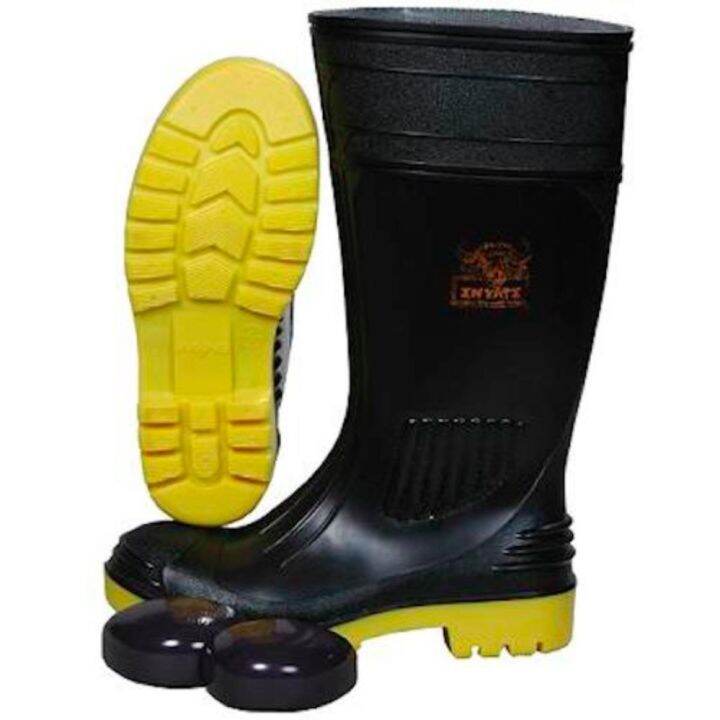 Inyati Black PVC Knee Length High Boots Steel Toe Cap Safety Shoes ...