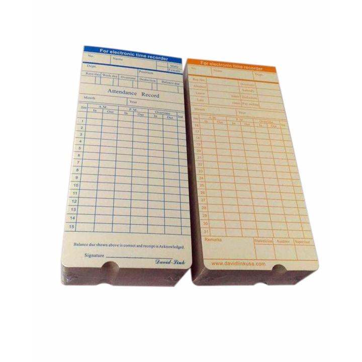 Nibo Davidlink Timecard / Time card Pack of 100 for model DL-A737 and ...