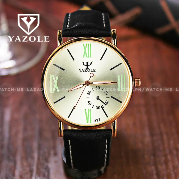 Yazole Men's Classic Deluxe Black Leather Strap Watch | Lazada PH