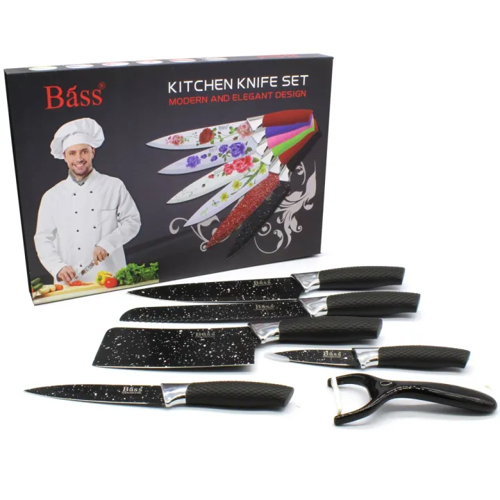 Bass 6-piece Stainless Steel Kitchen Knife Set | Lazada PH