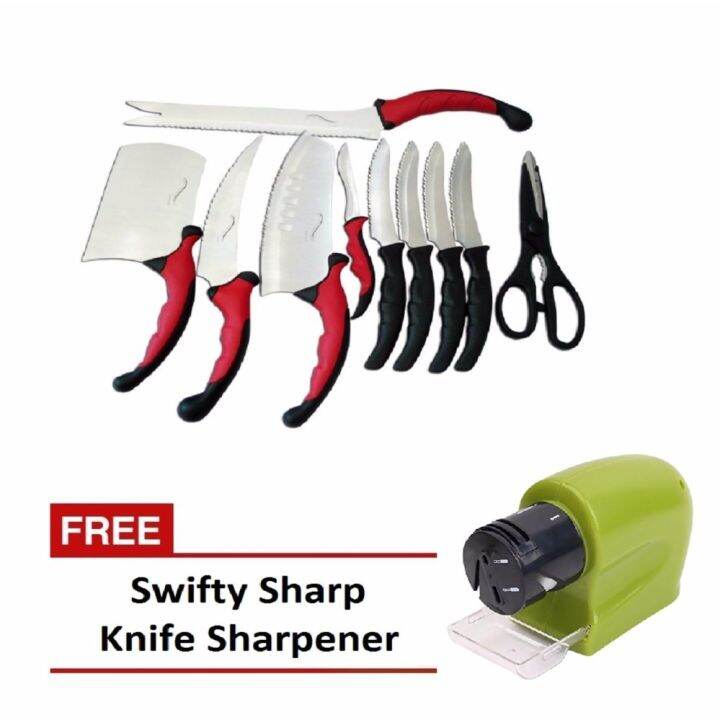 Stainless Steel Contour Knives 10-piece SetIncredible Cordless Swifty Sharp Kitchen ...