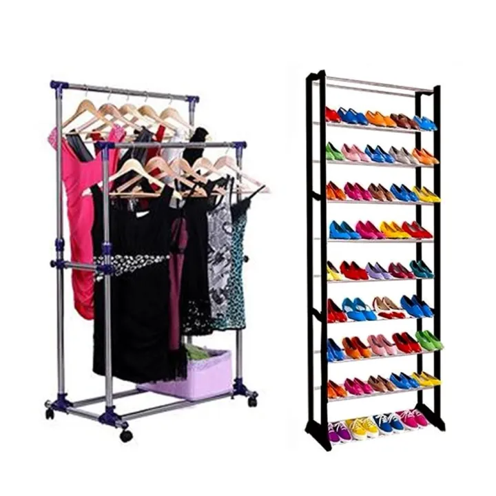 GMY Adjustable Double Pole Clothes Rack With High Quality Amazing Shoe ...