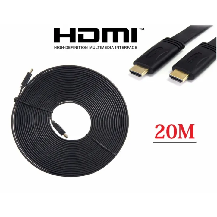 Flat HDMI Male to HDMI Male Extension Cable 20M (Black) | Lazada PH