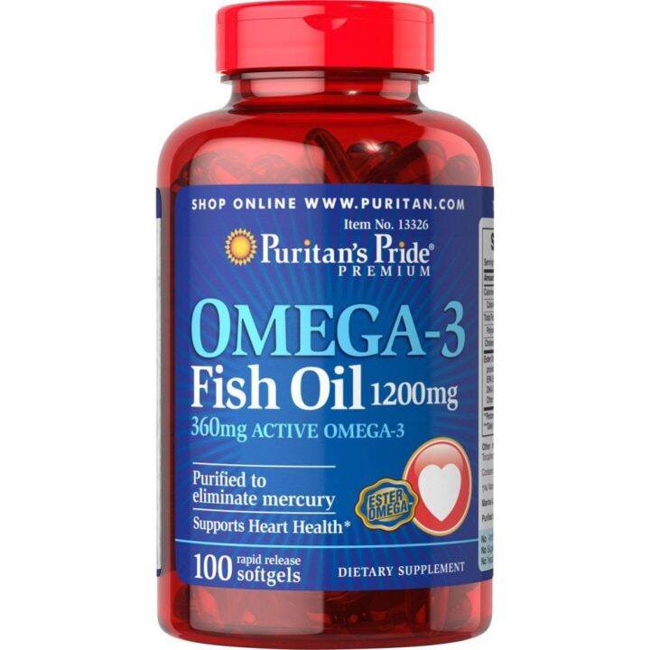 Puritan's Pride Omega-3 Fish Oil 1200 mg, 100 Softgels | Lazada PH