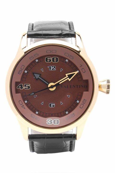 Valentino Watch for Men's 20121775-BLACK GD - MAROON DIAL Black Leather ...