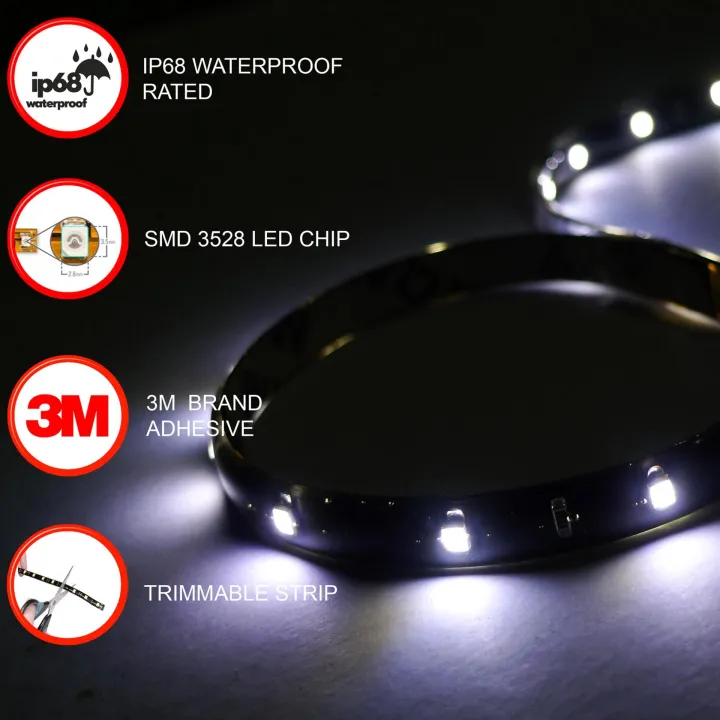 IP68 Rated 45cm (White) WaterProof LED Strip Tape Light | Lazada PH