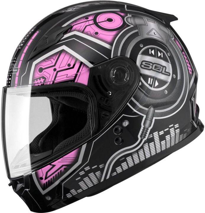 SOL FullFace SF-2 DJ Motorcycle Helmet (Black/Pink) | Lazada PH