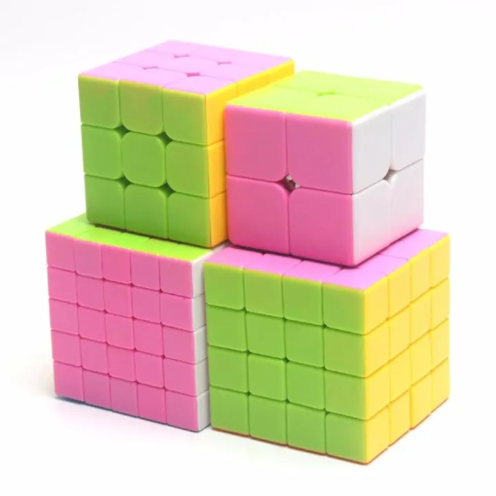 4pcs Rubiks Stickerless Magic Speed Cube Collection Set 2x2 3x3 4x4 5x5 ...