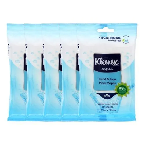 Kleenex Hand & Face Moist Wipes Aqua 5x10's | Lazada PH