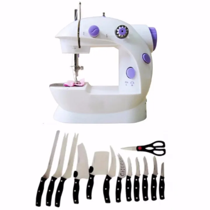 Rukia Mini Electric Sewing Machine (White) with Complete 13-Piece Knife ...