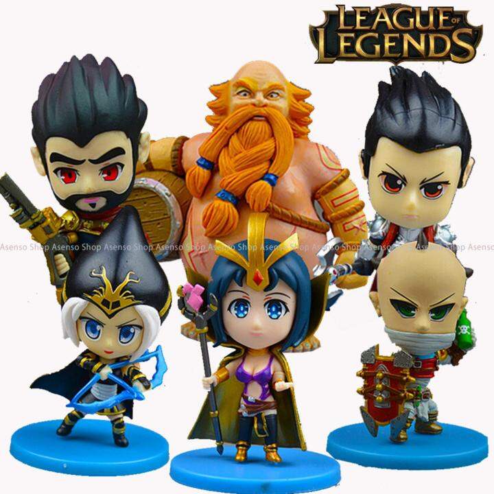LOL Set of 6 Champions Collectible Figurines (Ashe LeBlanc Singed ...