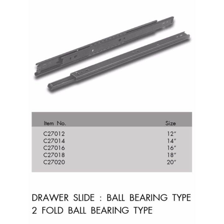 Creston 2pcs Drawer Slide 2 Fold Ball Bearing (16") | Lazada PH