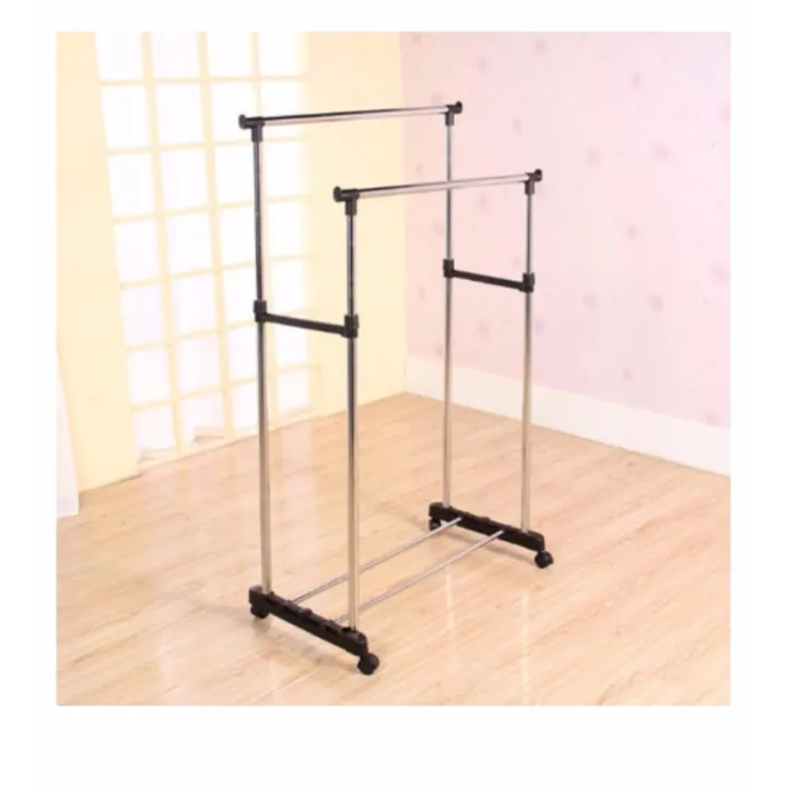 Adjustable Double-Pole Telescopic ClothesRack | Lazada PH