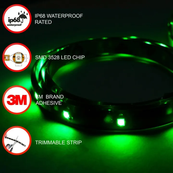 IP68 Rated 90cm (Green) WaterProof LED Strip Tape Light | Lazada PH