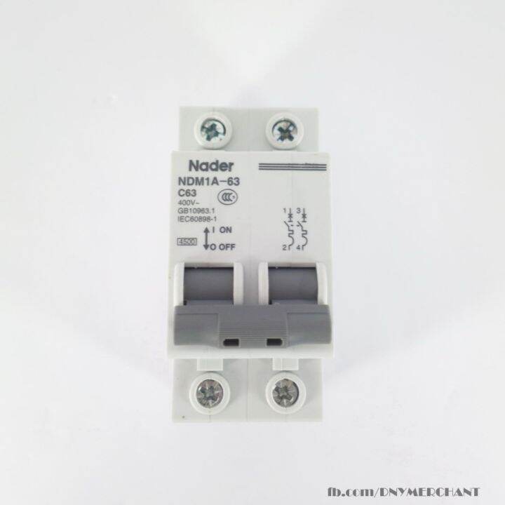 Nader 63A 2 Poles AC Circuit Power Breaker 230V AC - 400V AC MCB ...