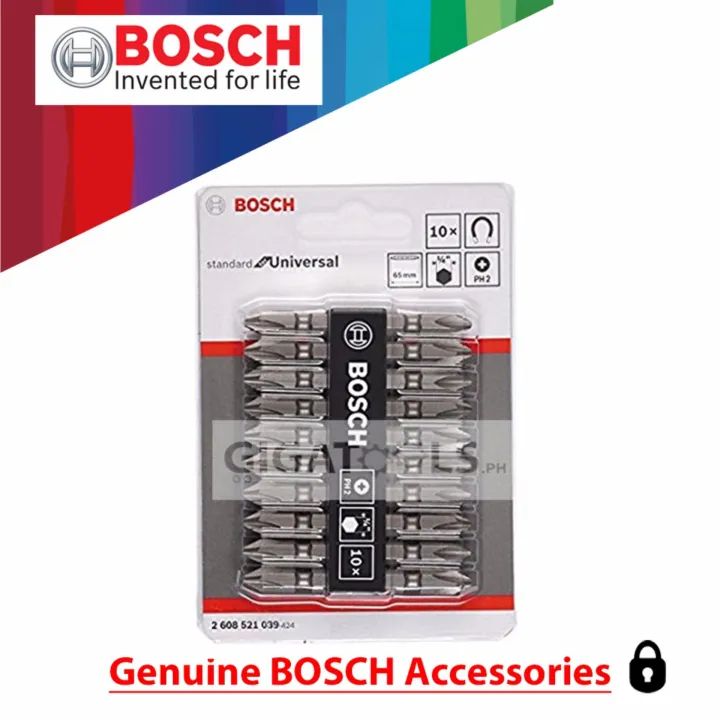 Bosch Screwdriver Bits 65mm Philips 2 Double Ended ( 10's ) 2608521039 [GIGATOOLS] | Lazada PH