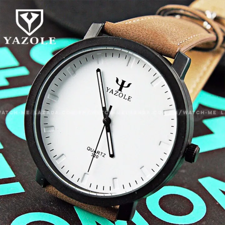 Yazole Men's Luminous Classic Brown Leather Strap Watch | Lazada PH