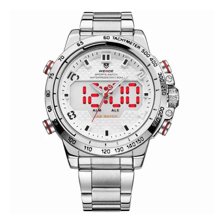 WEIDE Watch for Men's WH6102-2C-WHITE DIAL Silver Stainless Steel Band ...