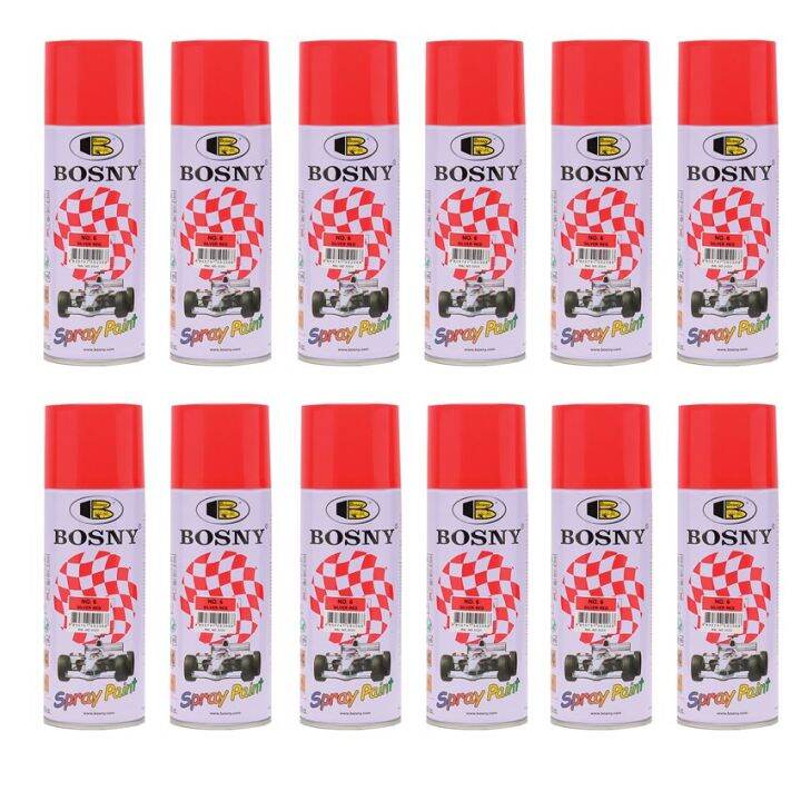 Bosny Spray Paint No. 6 Silver Red Ordinary Color 1 Box X 12 cans ...