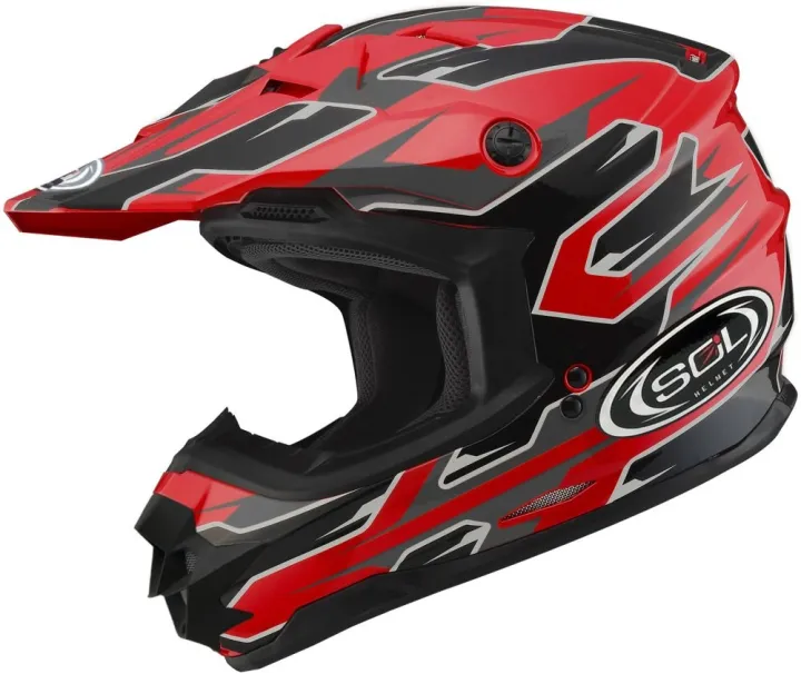 SOL OffRoad SX-1 Tone Motorcycle Helmet (Red/Darker Silver) | Lazada PH